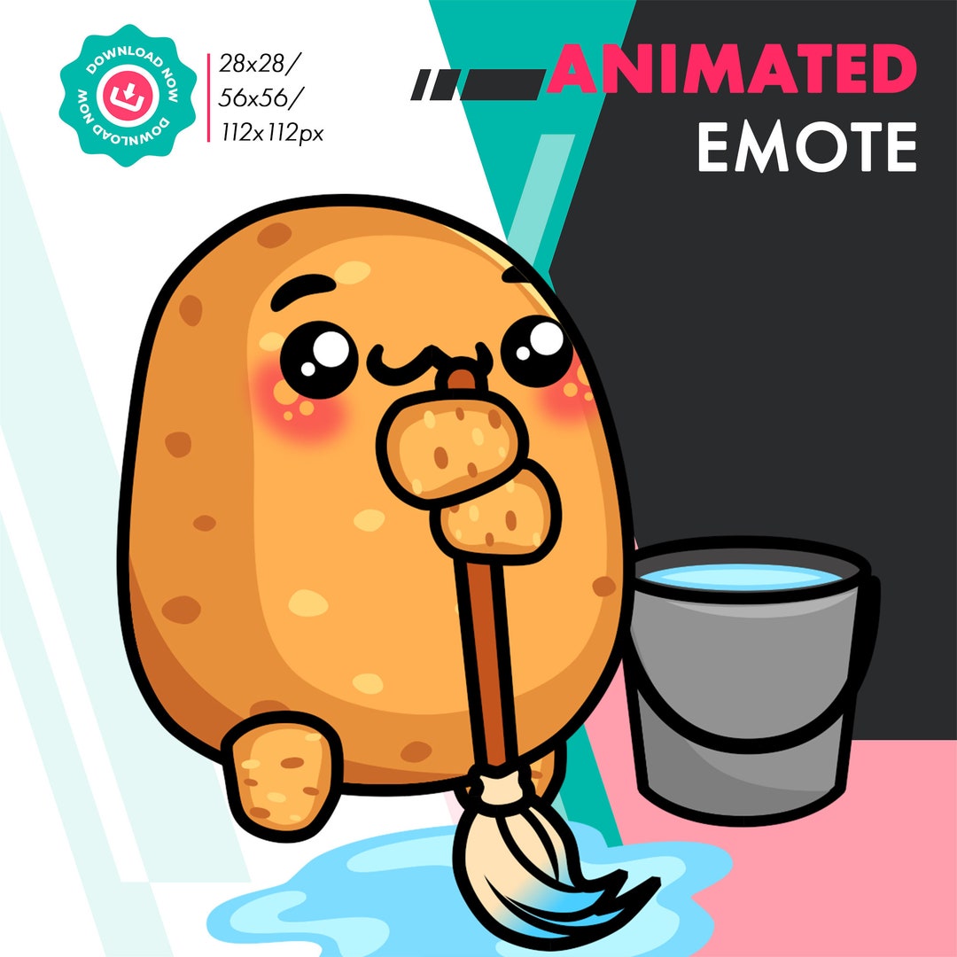 Animated Potato Clean Emote, Cute Potato Modtime Emote for Twitch ...