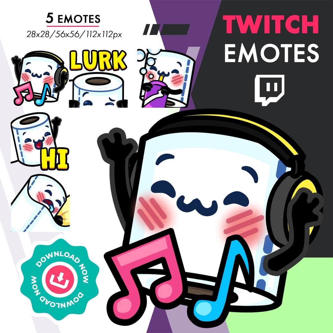 Twitch Toilet Paper Emote Pack, 5 Cute Toilet Tissue Emote Set for ...