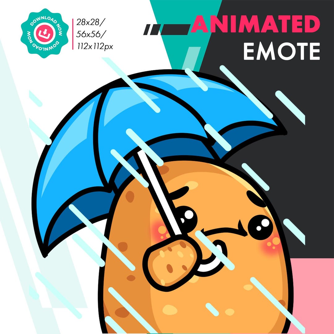 Animated Potato Rain Emote, Cute Potato Sad Emote for Twitch Youtube ...