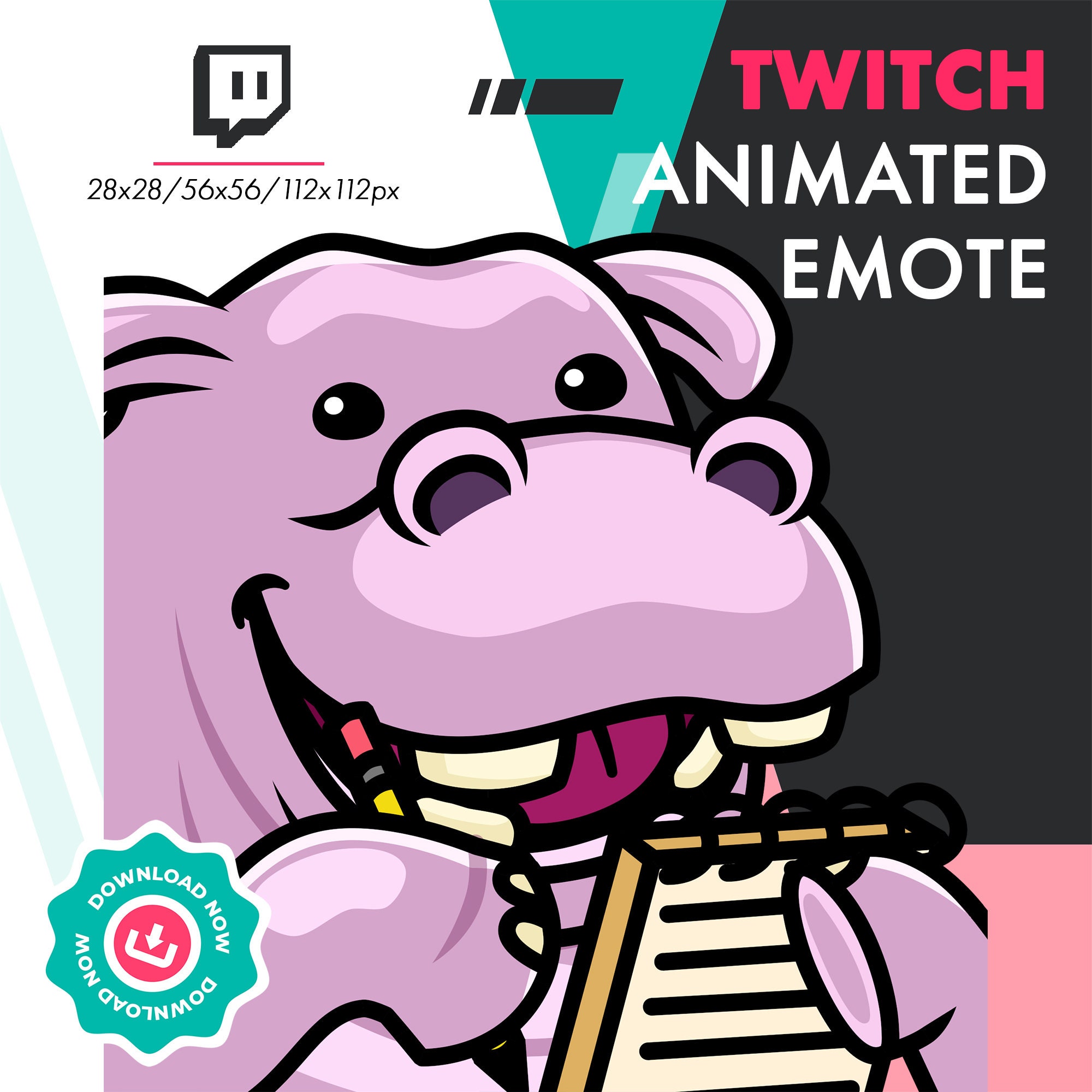 Animated Emote Hippo Take Note Emote for Twitch Youtube Discord ...
