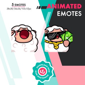 Animated Lamb Emotes Pack, 5 Cute Bobble, Aim, Money Emote Set for ...