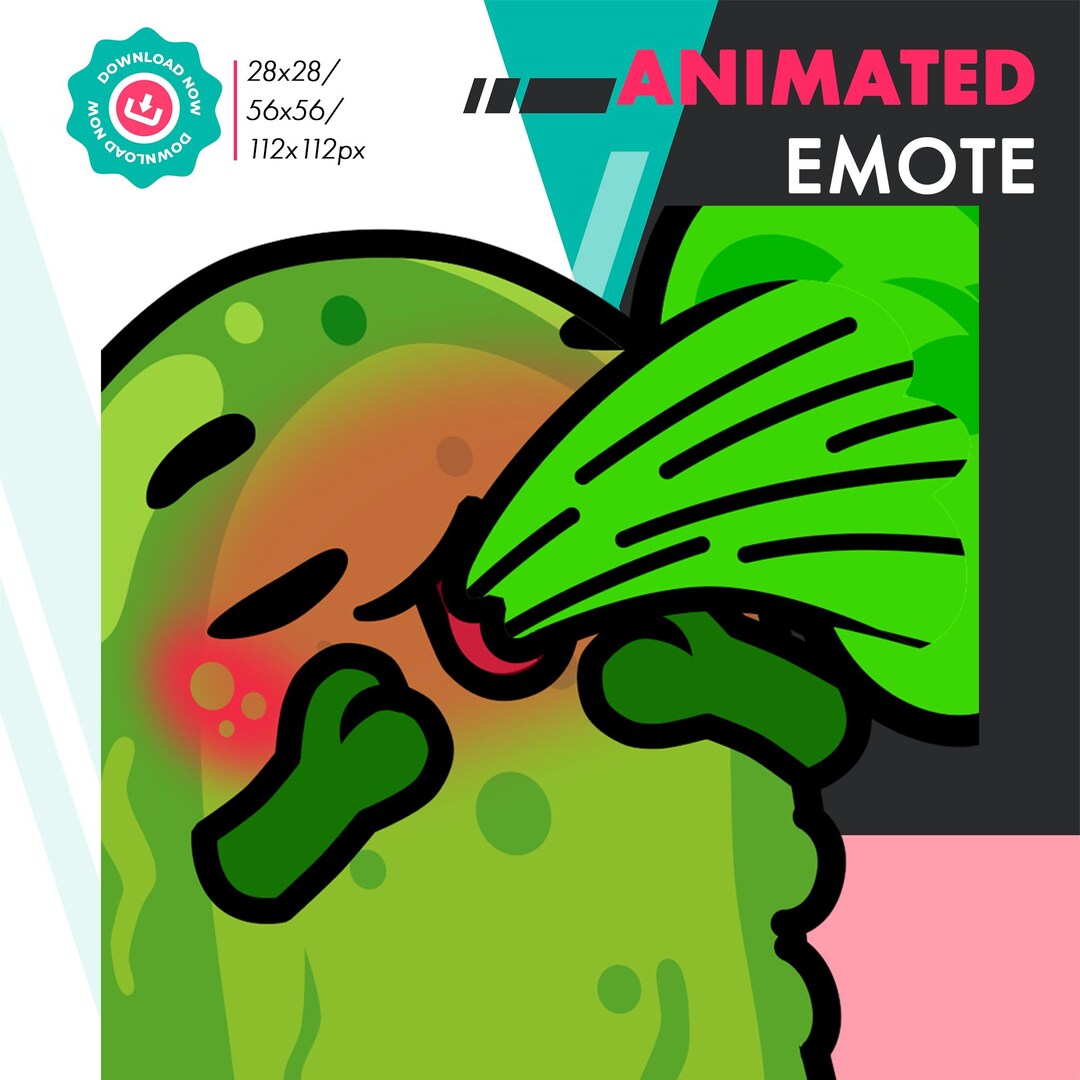 Animated Pickle Vomit Emote, Cute Pickle Throw up Emote for Twitch ...