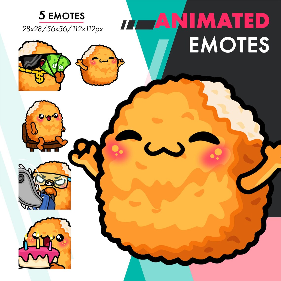 Animated Chicken Nugget Emotes Pack 2, 5 Cute Fried Chicken Dance ...