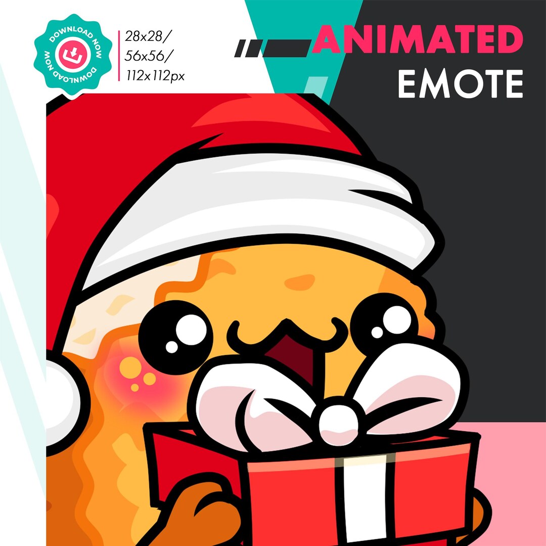 Animated Nugget Christmas Gift Emote, Cute Fried Chicken Holiday ...