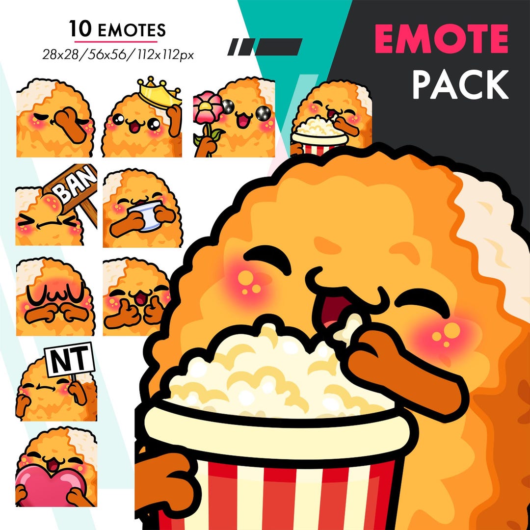 Chicken Nugget Emote Bundle 2, 10 Cute Twitch Fried Chicken Heart, Uwu ...