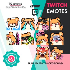 Twitch Hamster Emotes Set | 10 Cute Chibi Mouse Emotes Pack for Youtube ...