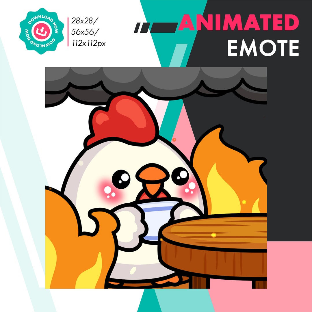 Animated This is Fine Emote, Cute Chicken I'm Fine Emote for Twitch ...
