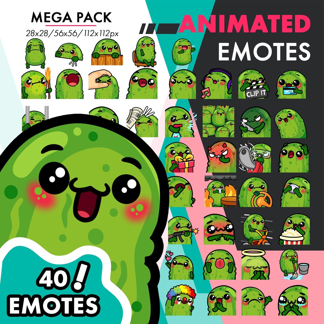 40 Animated Pickle Emotes Pack, Mega Cute Pickle Wiggle, Pet, This is ...