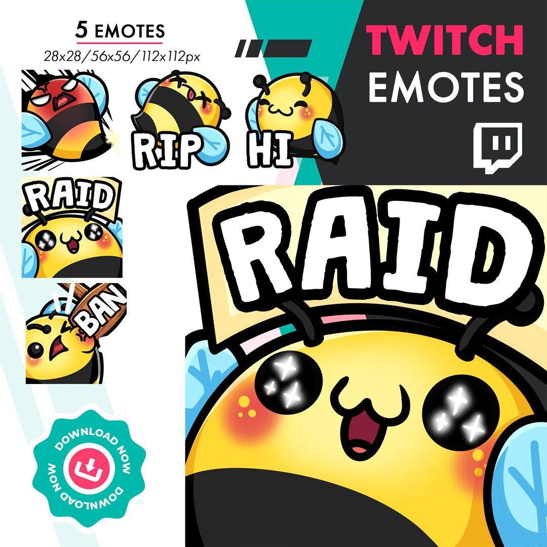 Bee Emote Pack 1, 5 Cute Chibi Wasp Emotes Pack for Youtube Discord ...