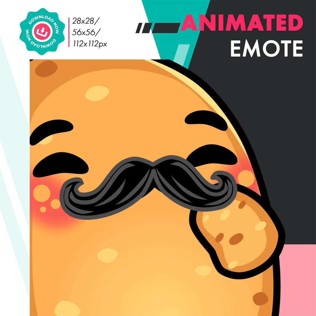 Animated Potato Mustache Emote, Cute Food Emote for Twitch Youtube ...