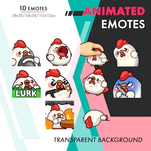 Animated Chicken Emotes Pack, 10 Cute Chicken Wiggle, Aim, Dance Emote ...