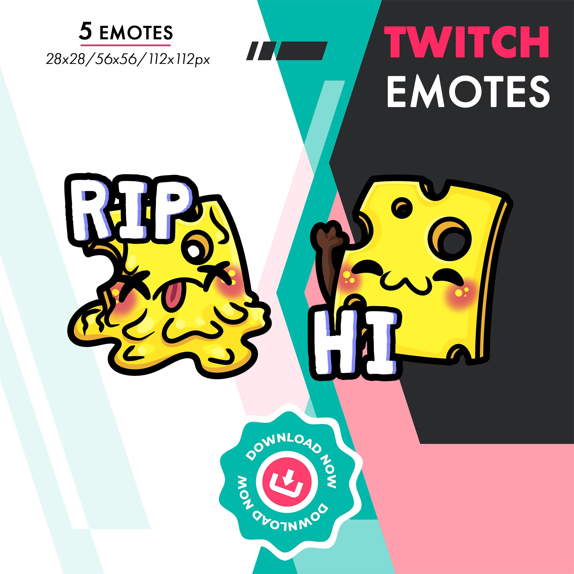 Cheese Emote Pack Cute 5 Cheddar Slice Rip Hype Emote Set - Etsy UK