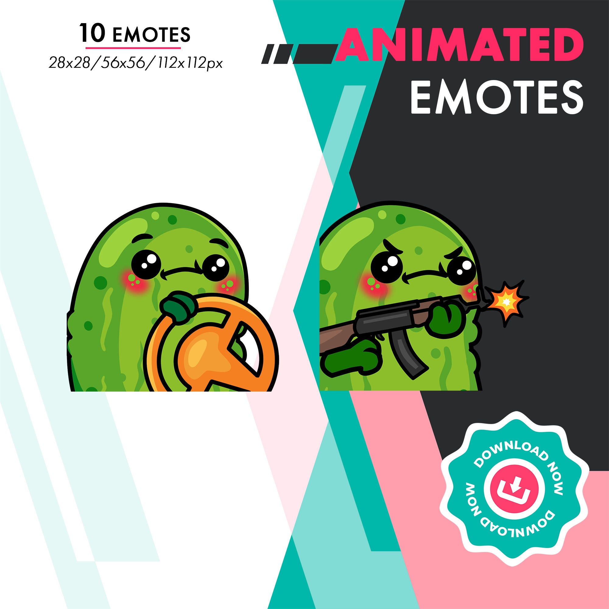 Animated Pickle Emotes Pack, 10 Cute Gherkin Wiggle, Aim, Bonk Emote ...