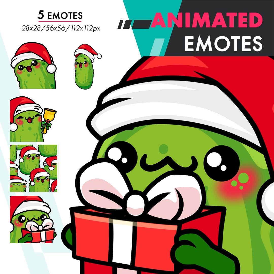 Animated Christmas Pickle Emotes Pack, 5 Cute Pickle Christmas Gift ...