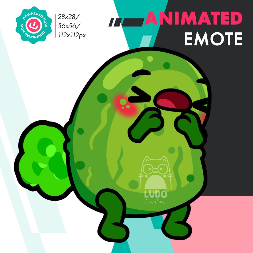 Animated Pickle Fart Emote, Cute Pickle Gas Emote for Twitch Youtube ...