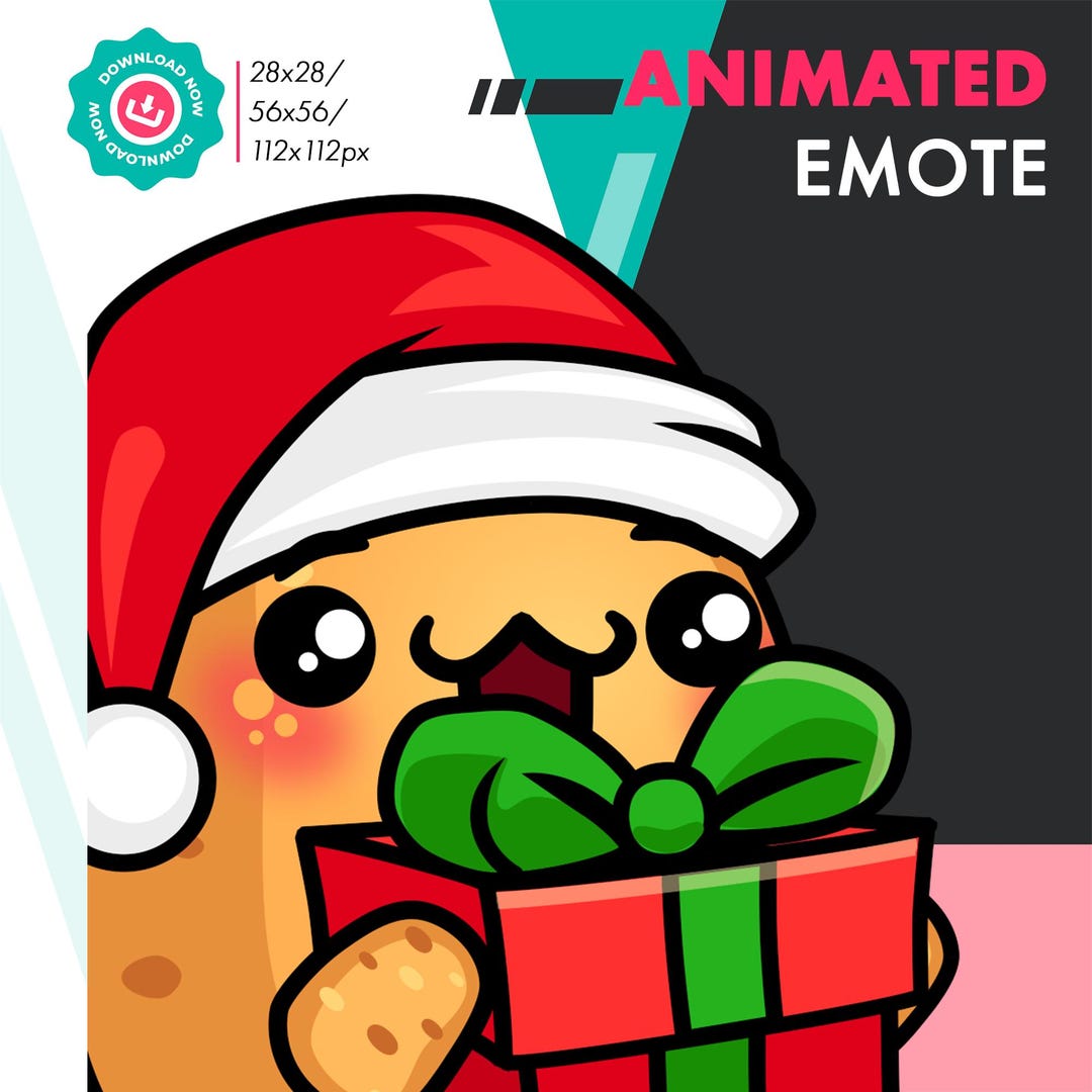 Animated Potato Christmas Gift Emote, Cute Potato Holiday Present Emote ...