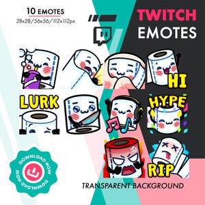 Toilet Paper Emote Pack | Cute Toilet Roll Hi, Cozy Blanket, Rip, Lurk ...