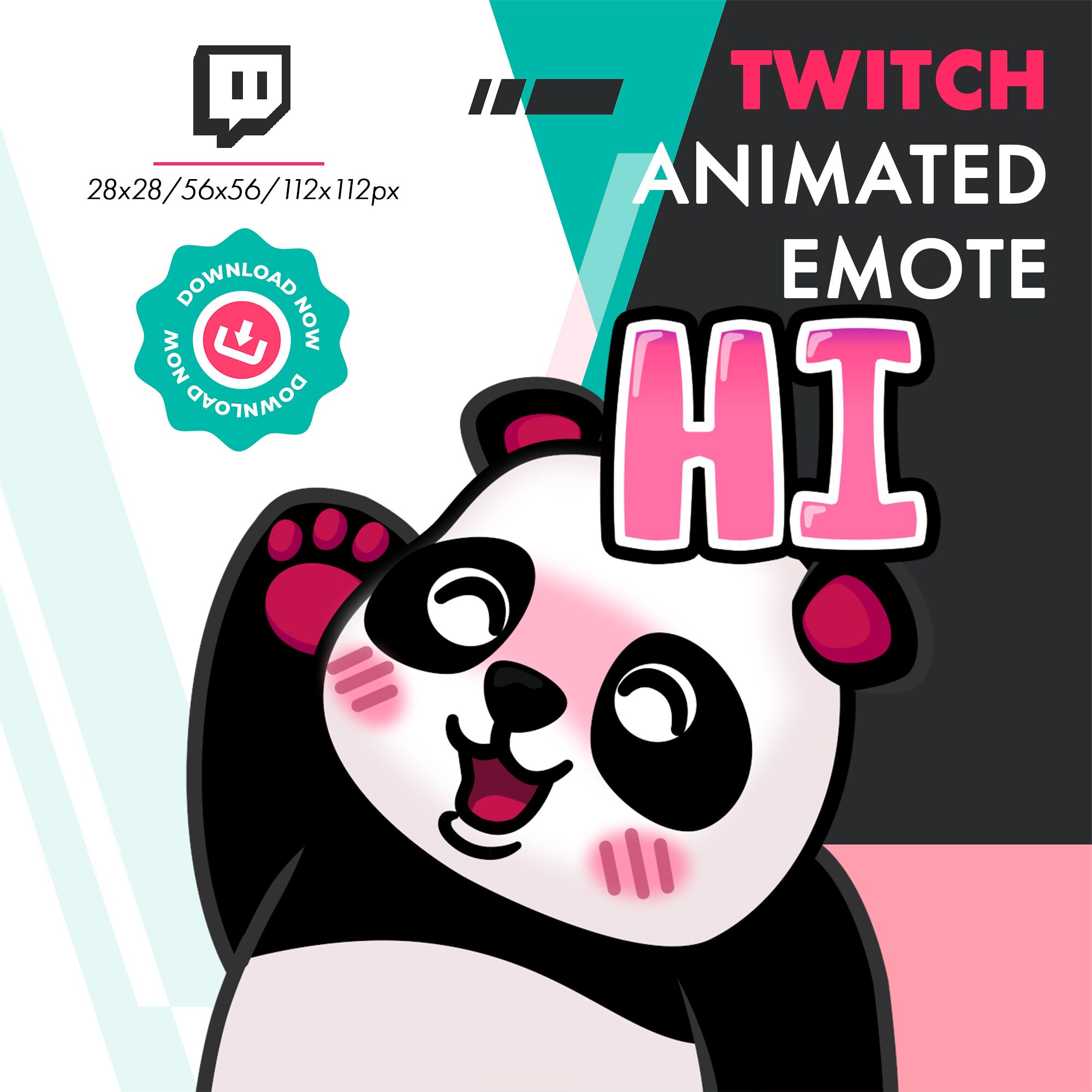 Animated Panda Emote | Cute Panda Hi Emote for Twitch Youtube Discord ...