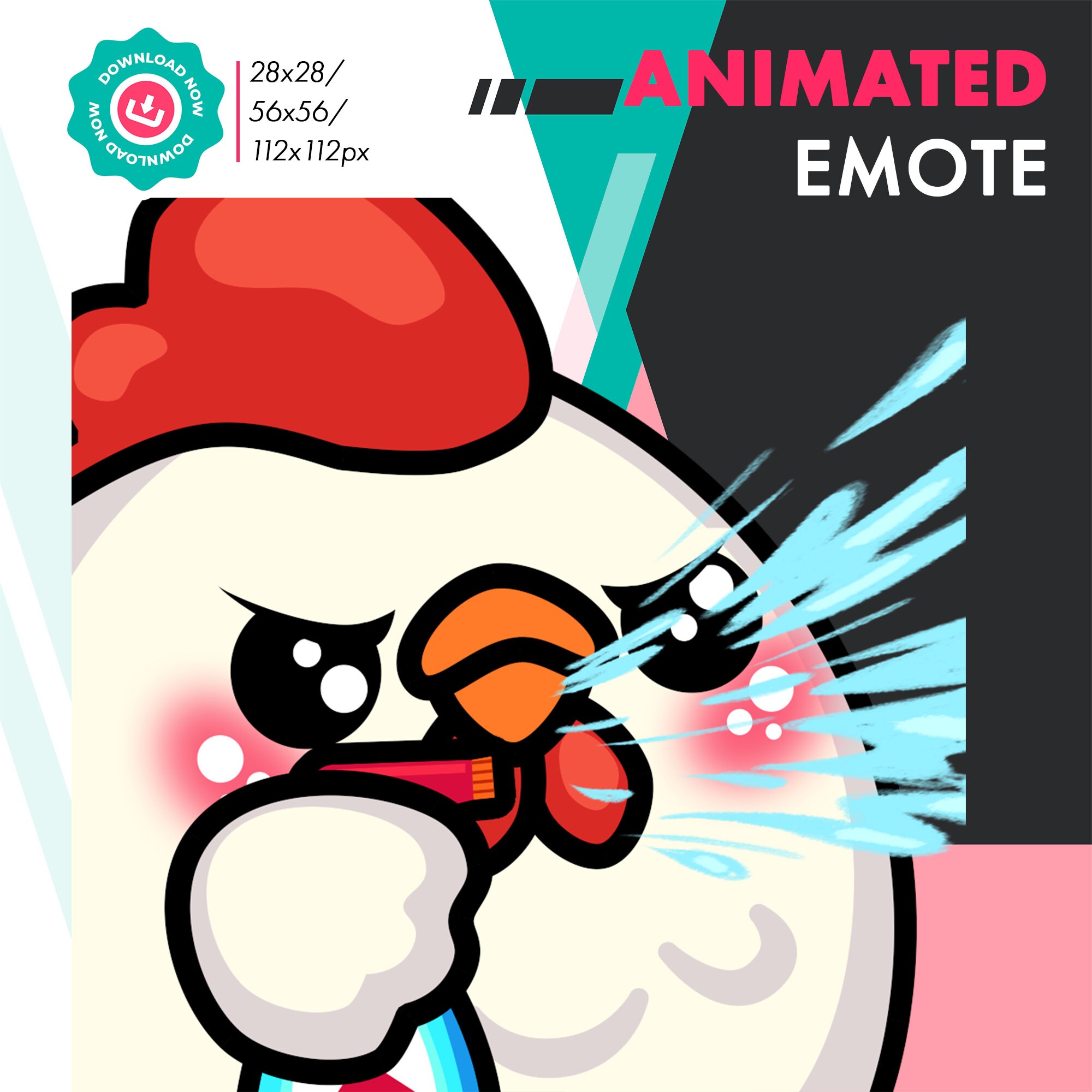 Animated Chicken Spray Bottle Emote, Cute Chick Bad Emote for Twitch ...