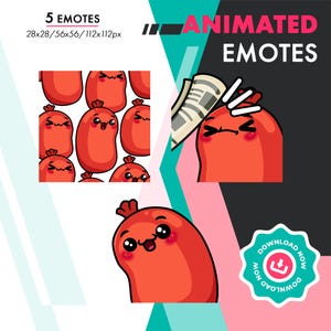 Animated Sausage Emotes Pack, 5 Cute Wiggle, POP, Raid Emote Set for ...