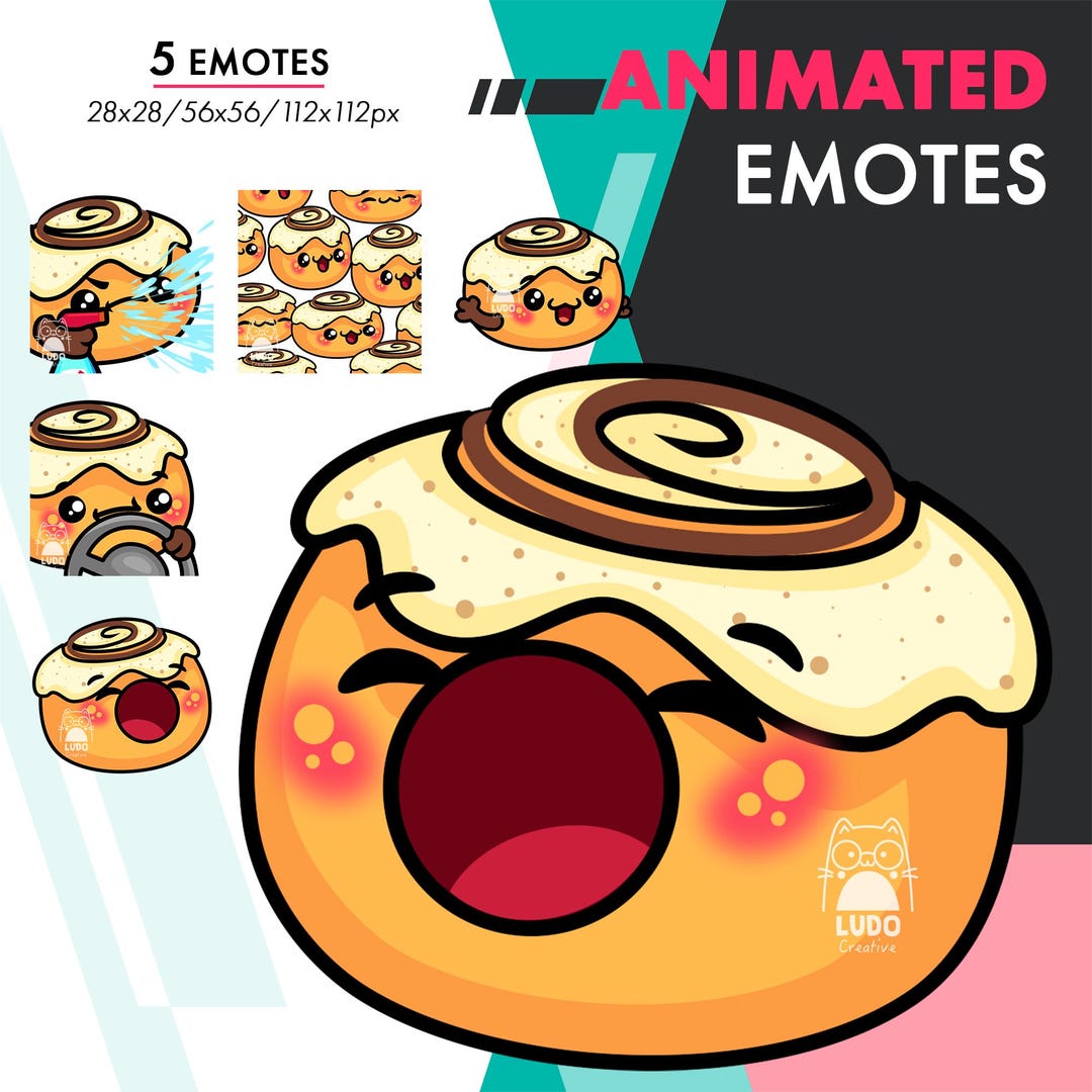Animated Cinnamon Roll Emotes Pack, 5 Cute Bun Steering Wheel, POP ...