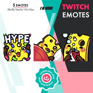 Cheese Emote Pack, Cute 5 Cheddar Slice Rip, Hype Emote Set for Twitch ...