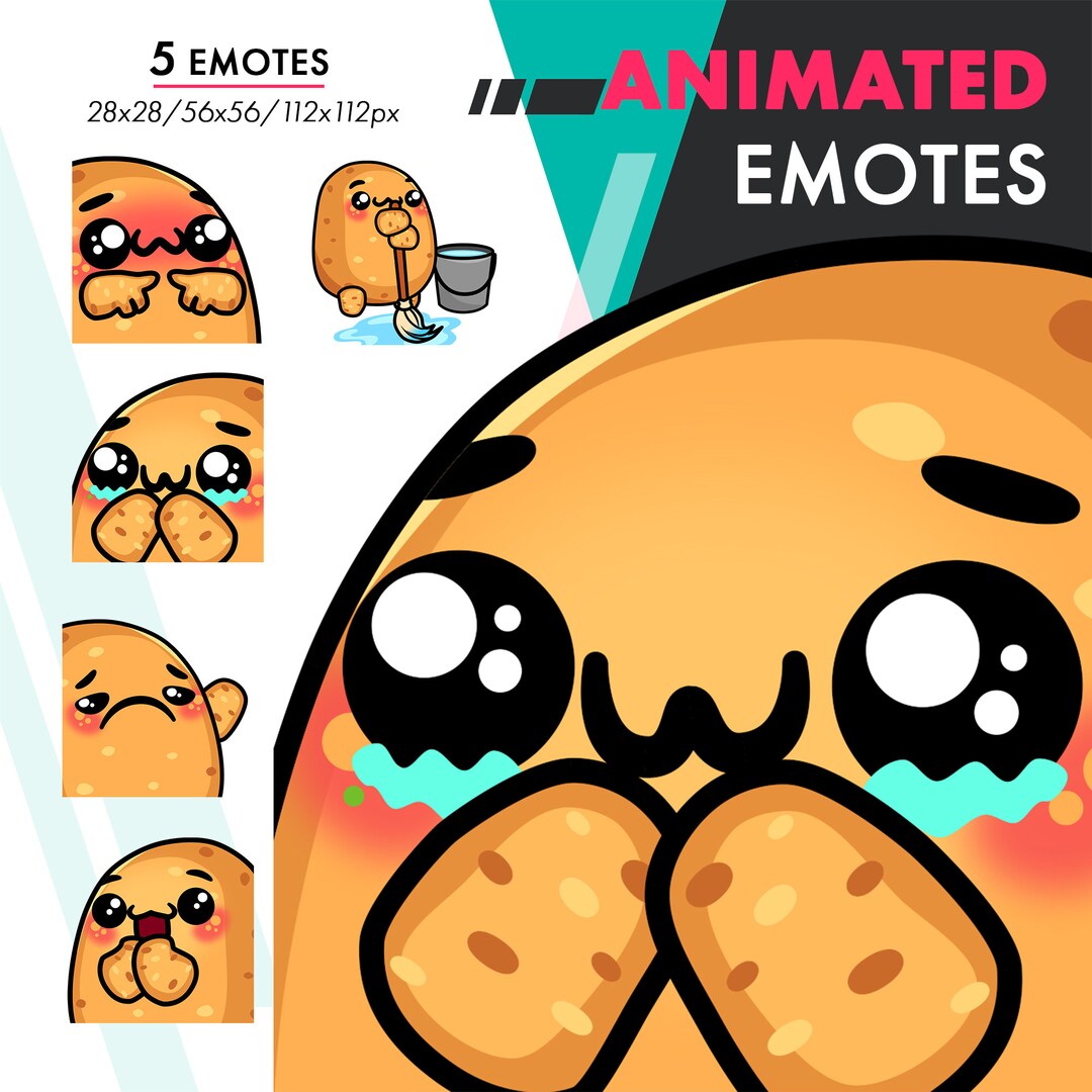 Animated Potato Emotes Pack 11, 5 Cute Potato Clean, Shy, Clap Emote ...