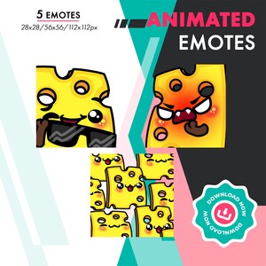 Animated Cheese Emotes Pack 4, 5 Cute Cheddar Slice Wink, This is Fine ...