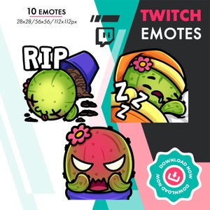 Twitch Cactus Emotes Bundle, 10 Cute Succulent Emotes Pack for Youtube ...
