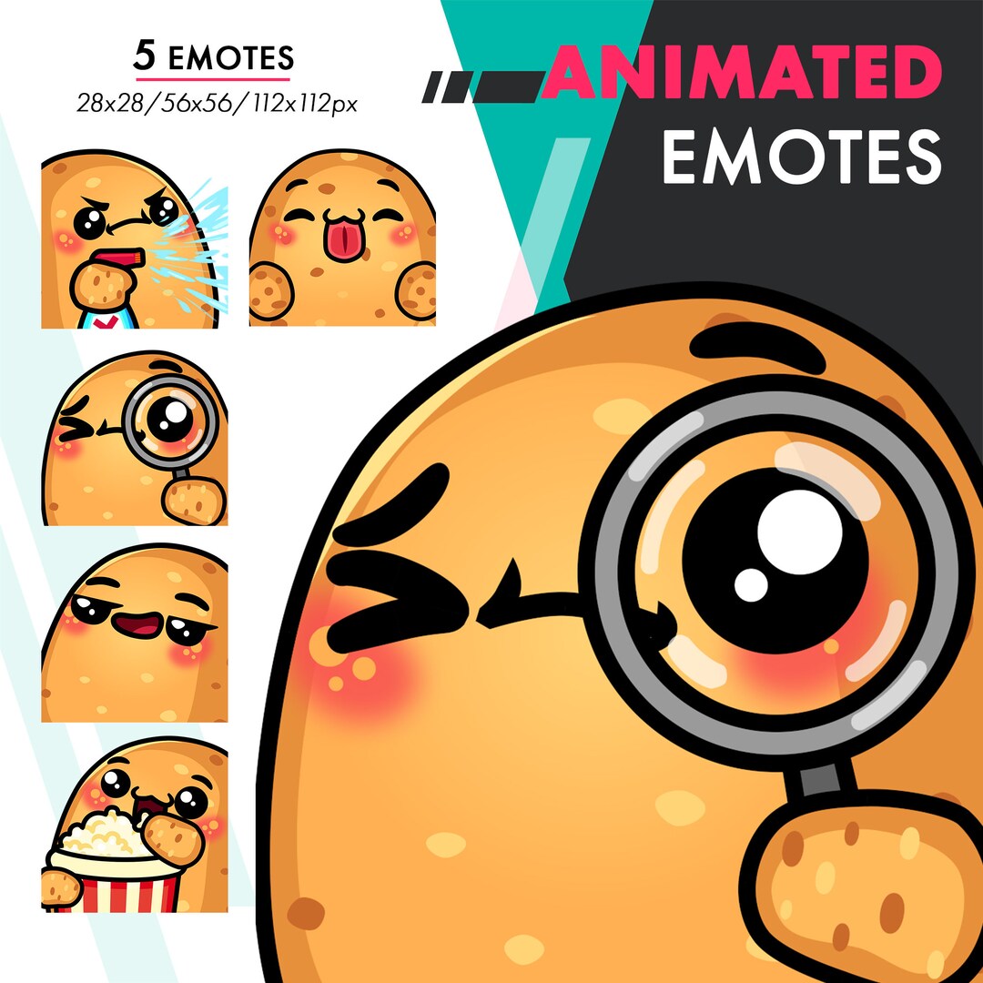 Animated Potato Emotes Pack 6, 5 Cute Potato Spray Bottle,sus, Lick ...