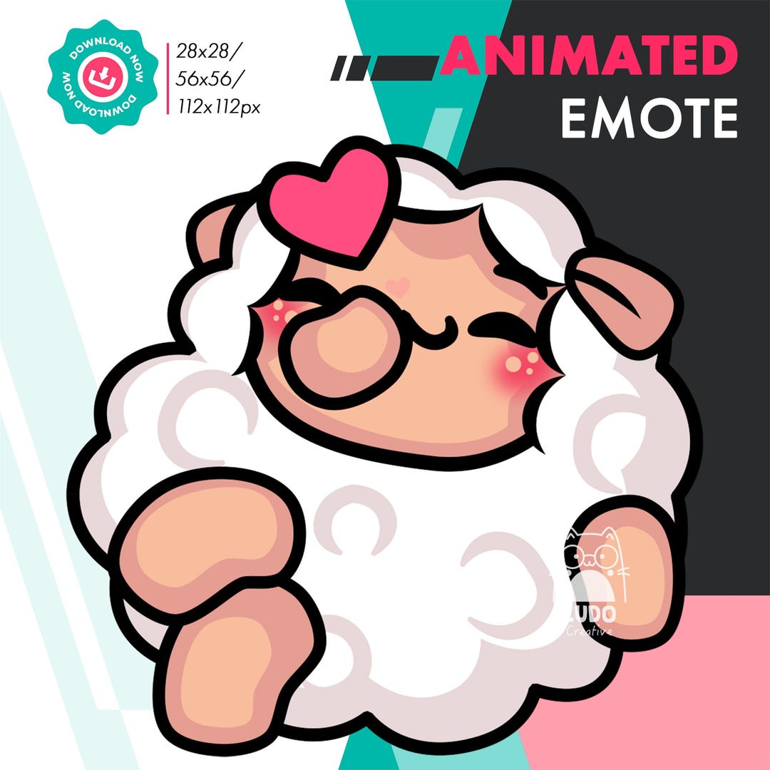 Animated Lamb Kiss Emote, Cute Sheep Blowing a Kiss Emote for Twitch ...