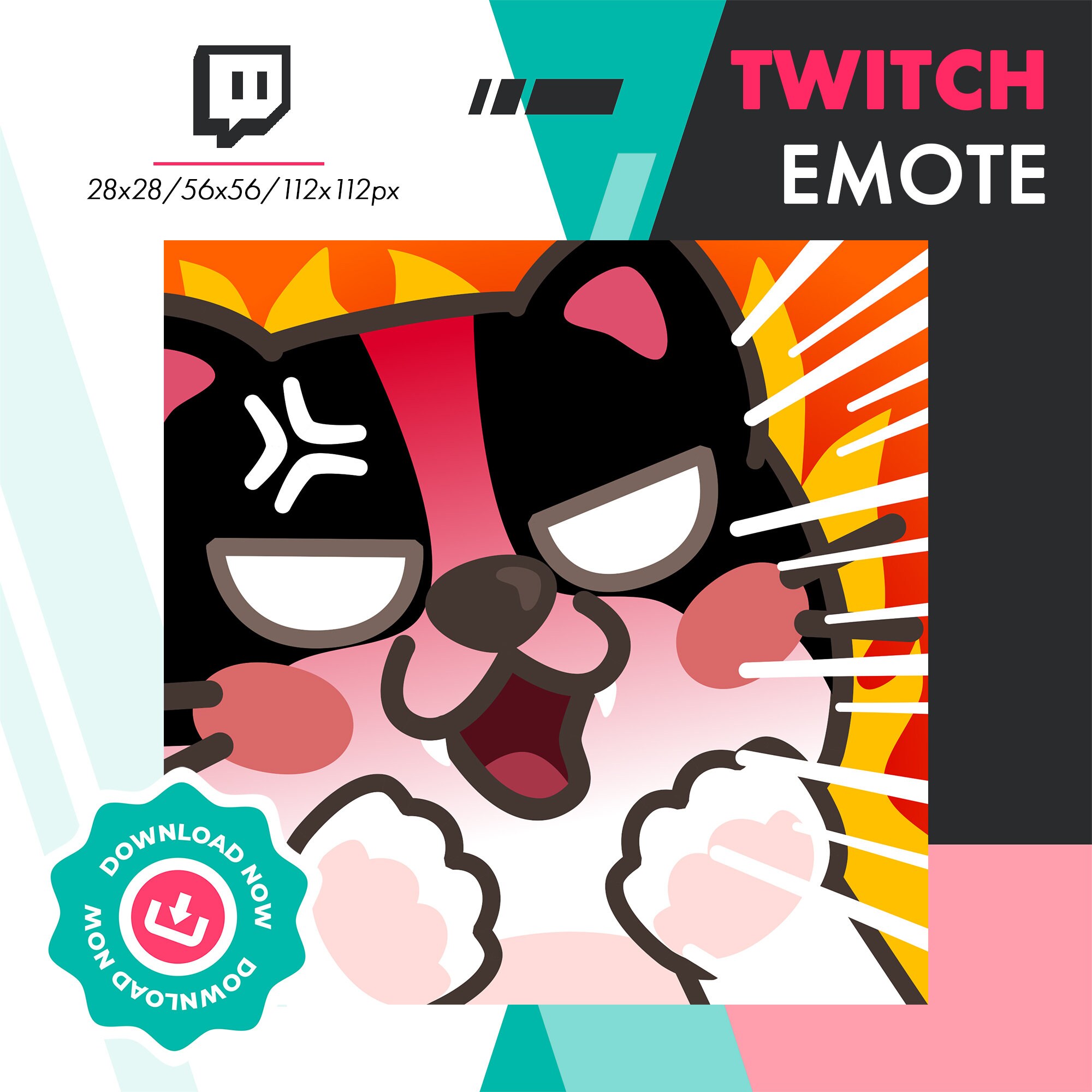 Twitch Cat Emote Cute Cartoon Cat Rage Emote for Twitch Youtube Discord ...