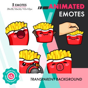 Animated French Fries Emotes Pack, 5 Cute Potato Chips Dance, Lick, POP ...