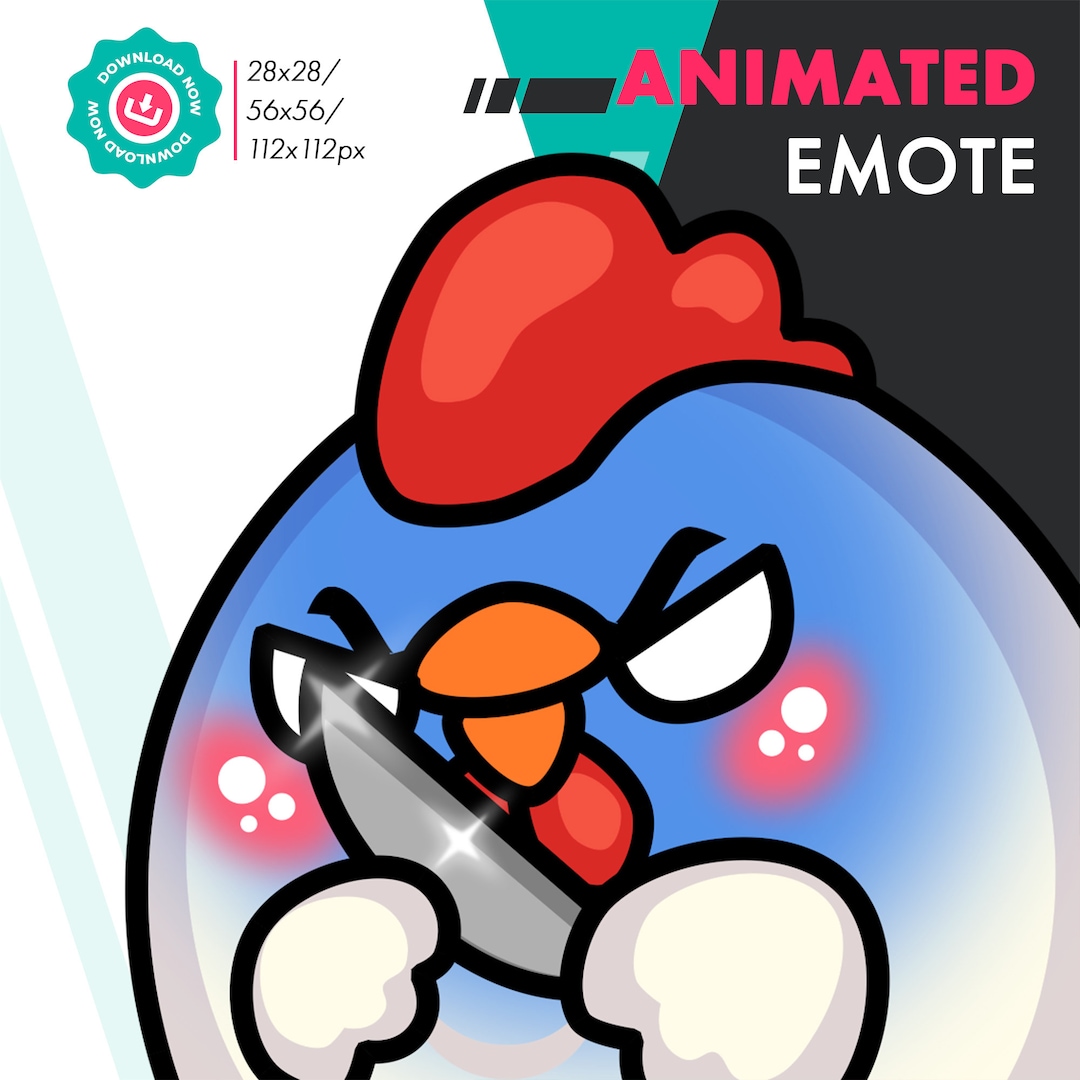 Animated Chicken Emote, Cute Angry Chick Knife Emote for Twitch ...