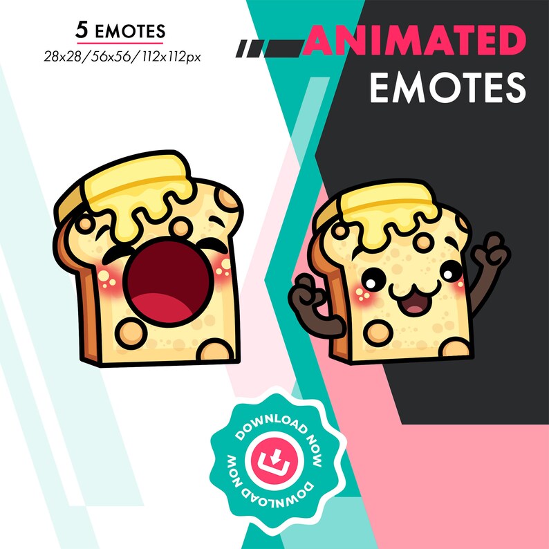 Animated Toast Emotes Pack, 5 Cute Bread and Butter Wiggle, Steer ...