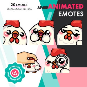 Mega Animated Chicken Emotes Pack, 20 Cute Chick Steer, Bobble, Aim ...