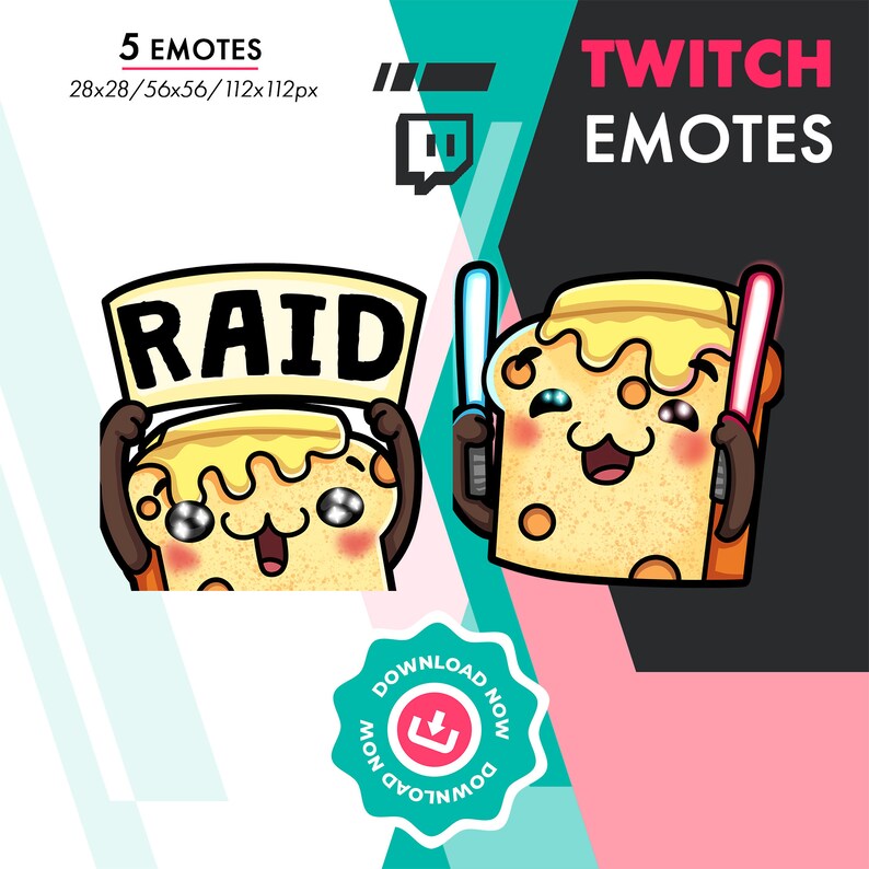 Twitch Toast Emote Pack Cute 5 Bread Cheer, Raid, Ban Emote Set 2 for ...