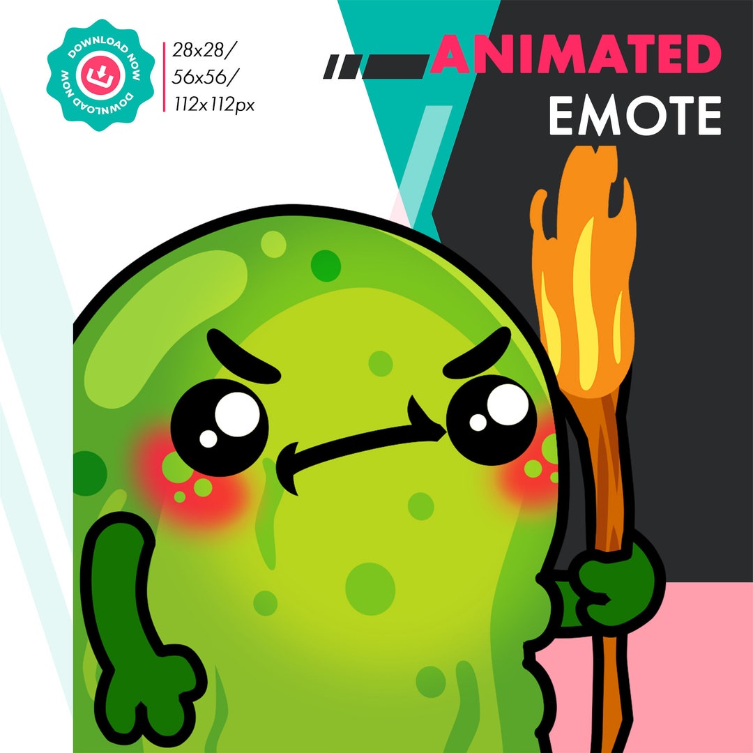 Animated Pickle Riot Emote, Cute Gherkin Torch Emote for Twitch Youtube ...