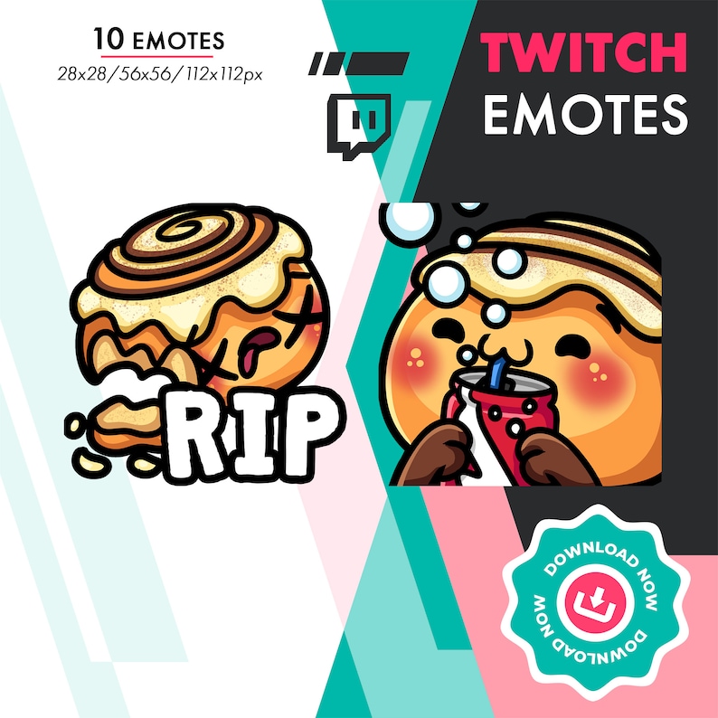 Twitch Cinnamon Roll Emote Pack, 10 Cute Bakery Emote Set for Streamers ...