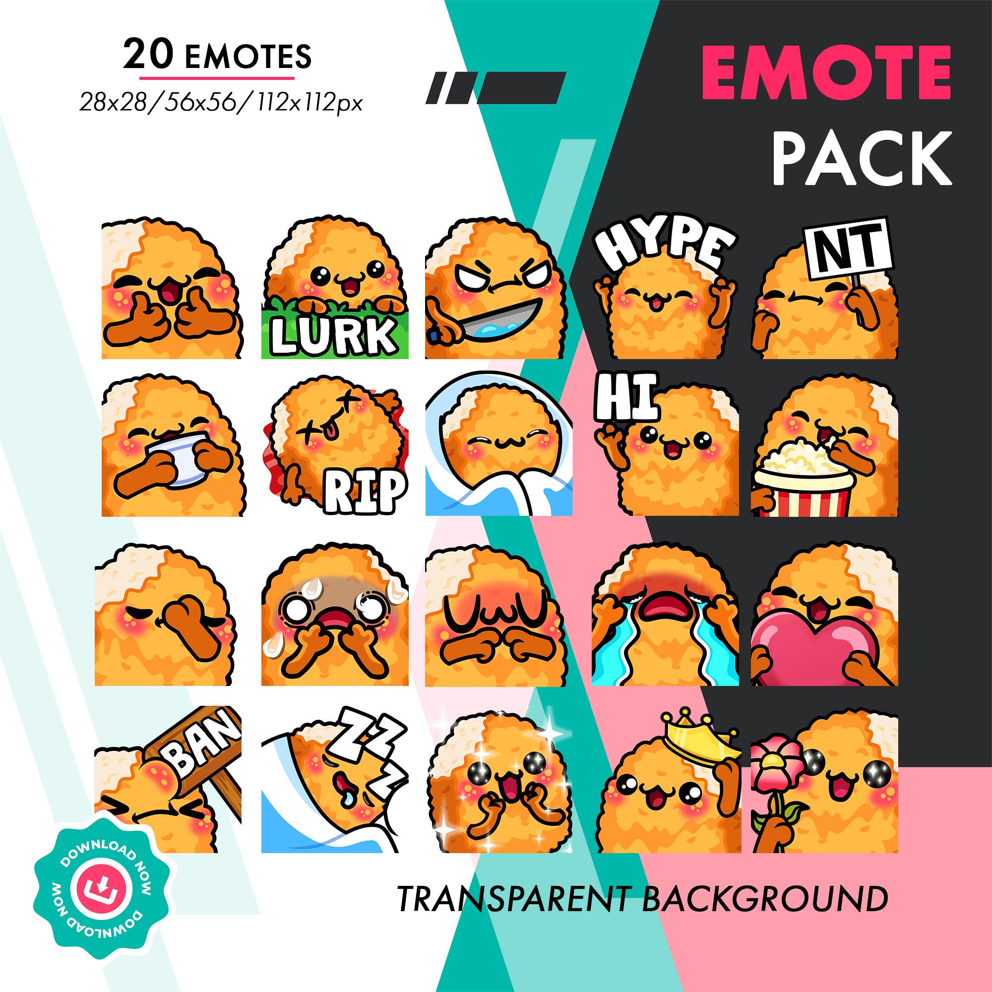Mega Nugget Emote Pack, 20 Cute Fried Chicken Heart, Ban, Hype, Rip ...