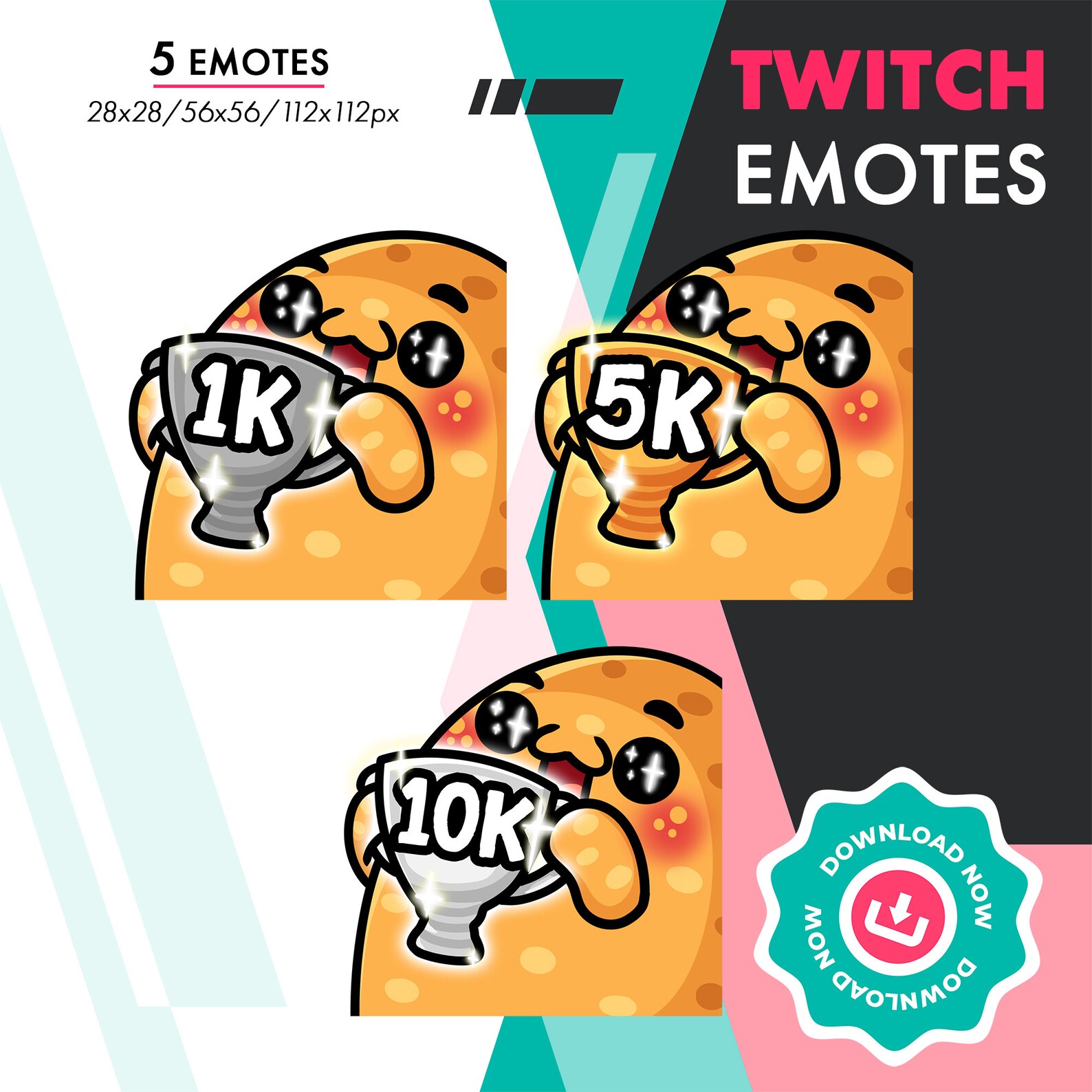 Potato Emote Pack, Cute 5 Potato Trophy Bit, Tier Emote Set for Twitch ...