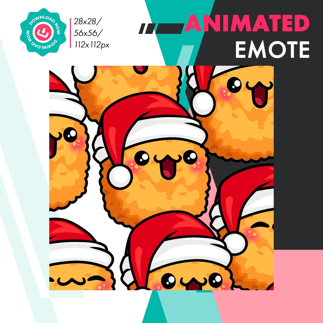 Animated Christmas Nugget Raid Emote, Cute Festive Fried Chicken Emote ...