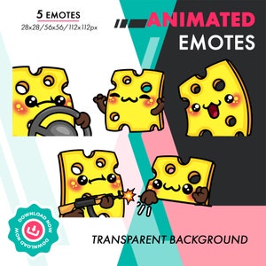 Animated Cheese Emotes Pack, 5 Cute Cheddar Slice Wiggle, Steer, Dance ...
