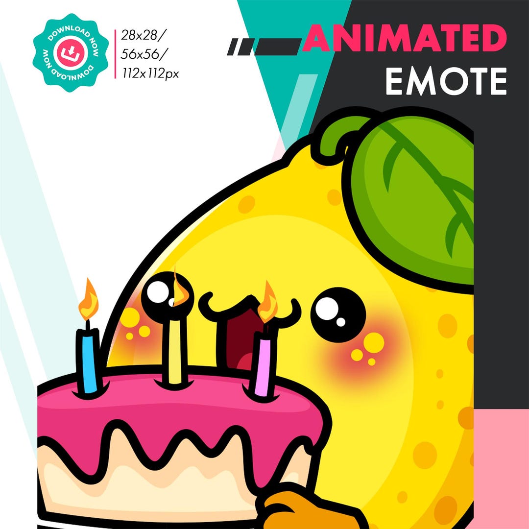 Animated Lemon Cake Emote, Cute Lemon Birthday Emote for Twitch Youtube ...