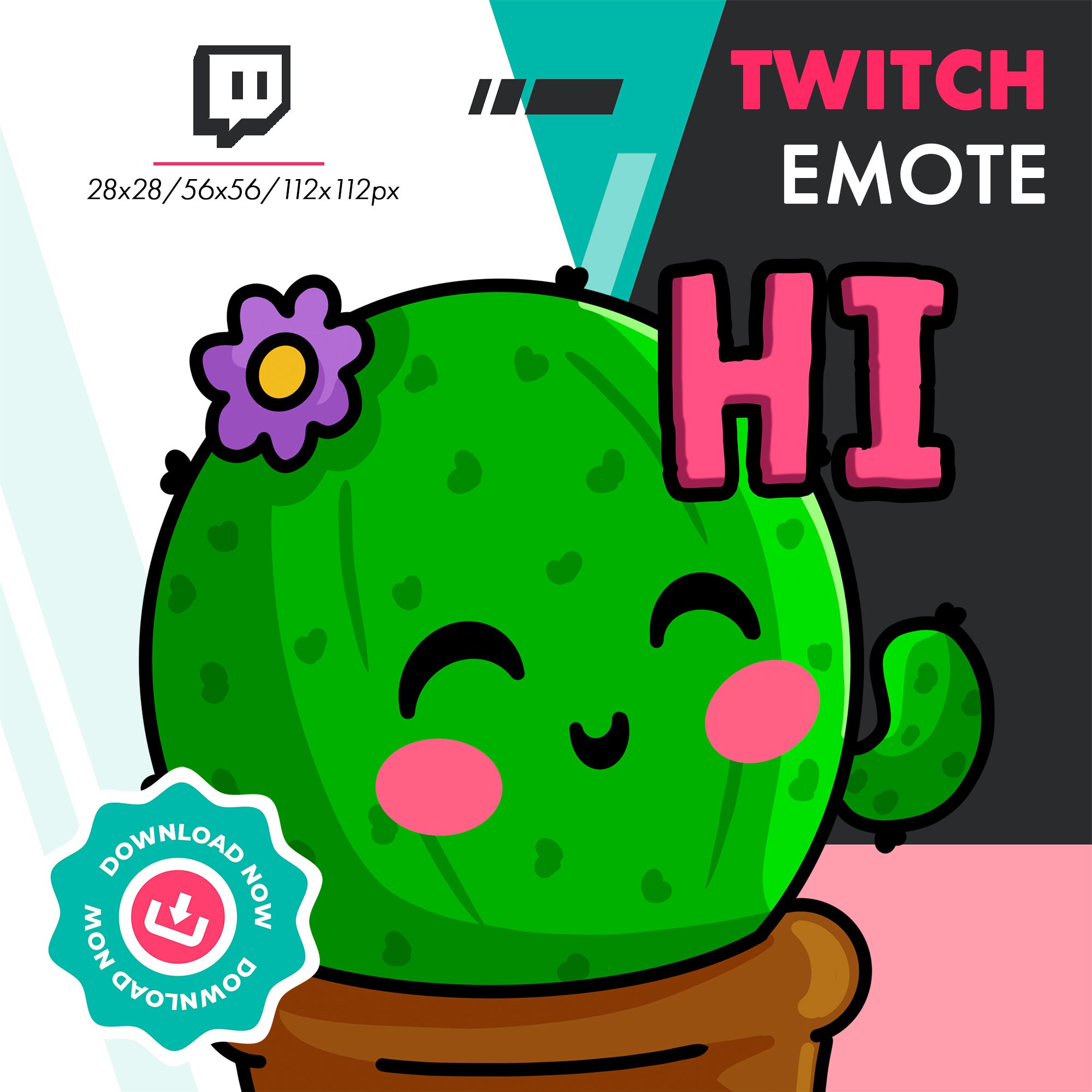 Twitch Cactus Emote Cute Cartoon Hi Emote for Twitch Youtube - Etsy UK