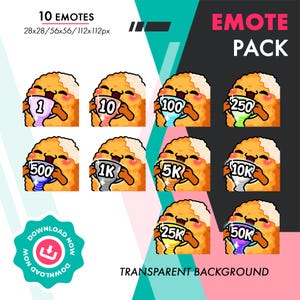 Nugget Bit Emote Pack, Cute 10 Fried Chicken Trophy Bit, Tier Emote Set ...