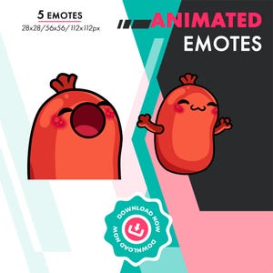 Animated Sausage Emotes Pack, 5 Cute Wiggle, POP, Raid Emote Set for ...