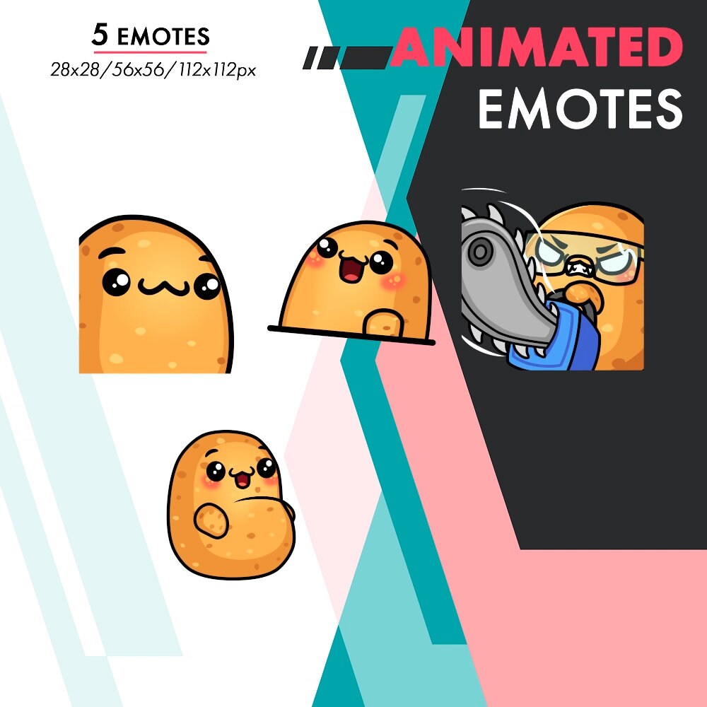 Animated Potato Emotes Pack 8, 5 Cute Potato Birthday Cake, Gift, Bongo ...