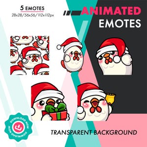 Animated Christmas Chicken Emotes Pack, 5 Cute Chick Christmas Gift ...