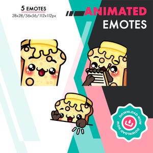 Animated Toast Emotes Pack 2, 5 Cute Bread and Butter Raid, Love, Noted ...